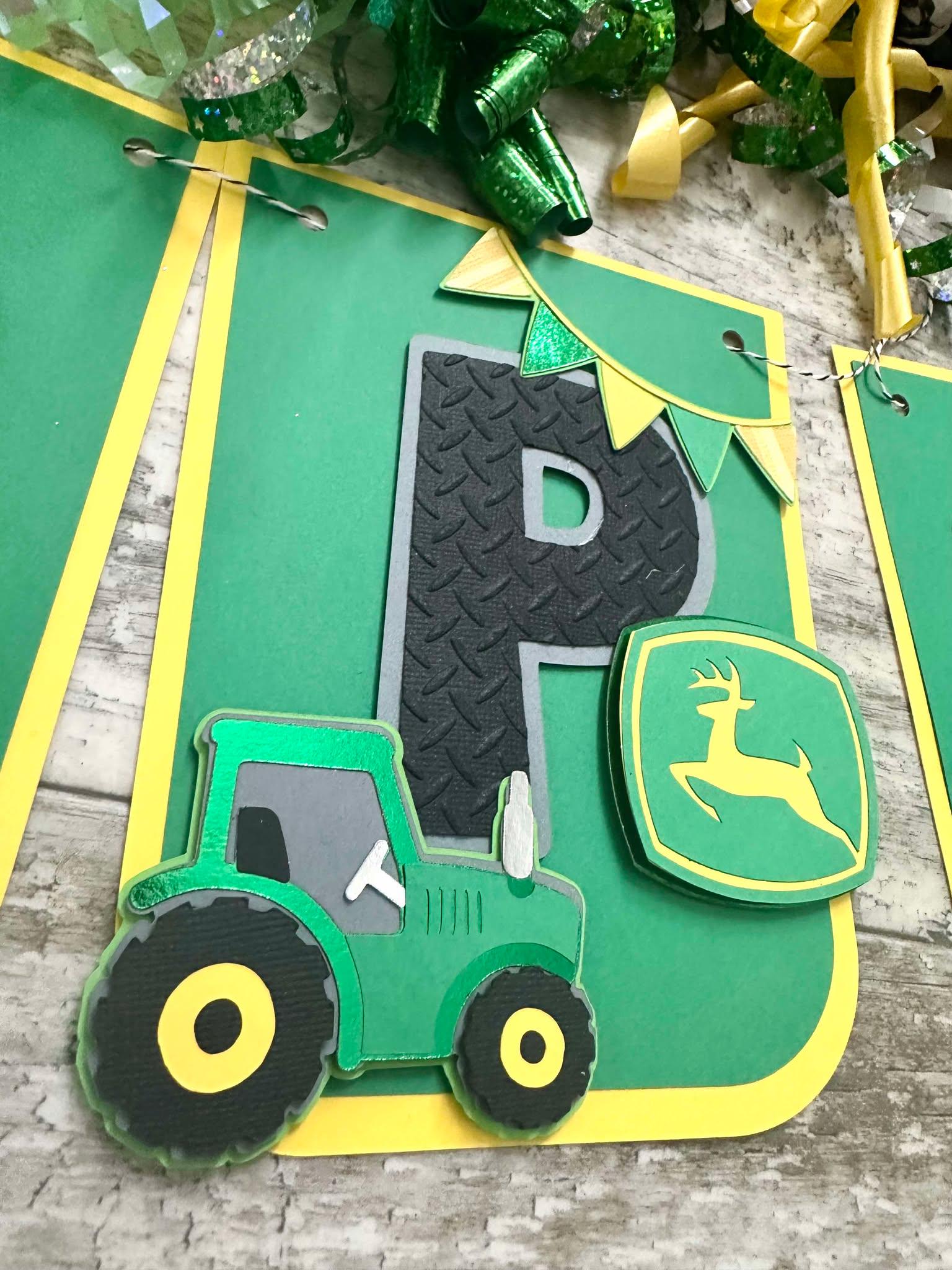 Green Tractor Farm Theme Birthday Banner - Etsy