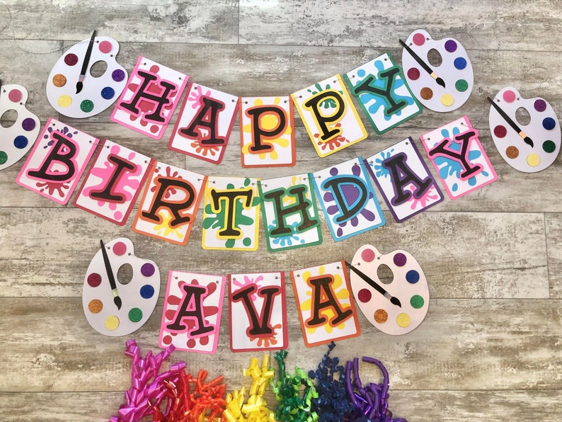 Paint Party Banner, Art Party, Pastel Paint Party, Rainbow Party, Art ...