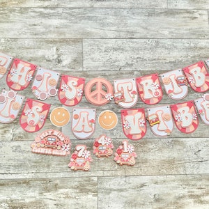 Groovy Flower Child Peach Dusty Pink 70s Hippie Birthday Banner - Etsy