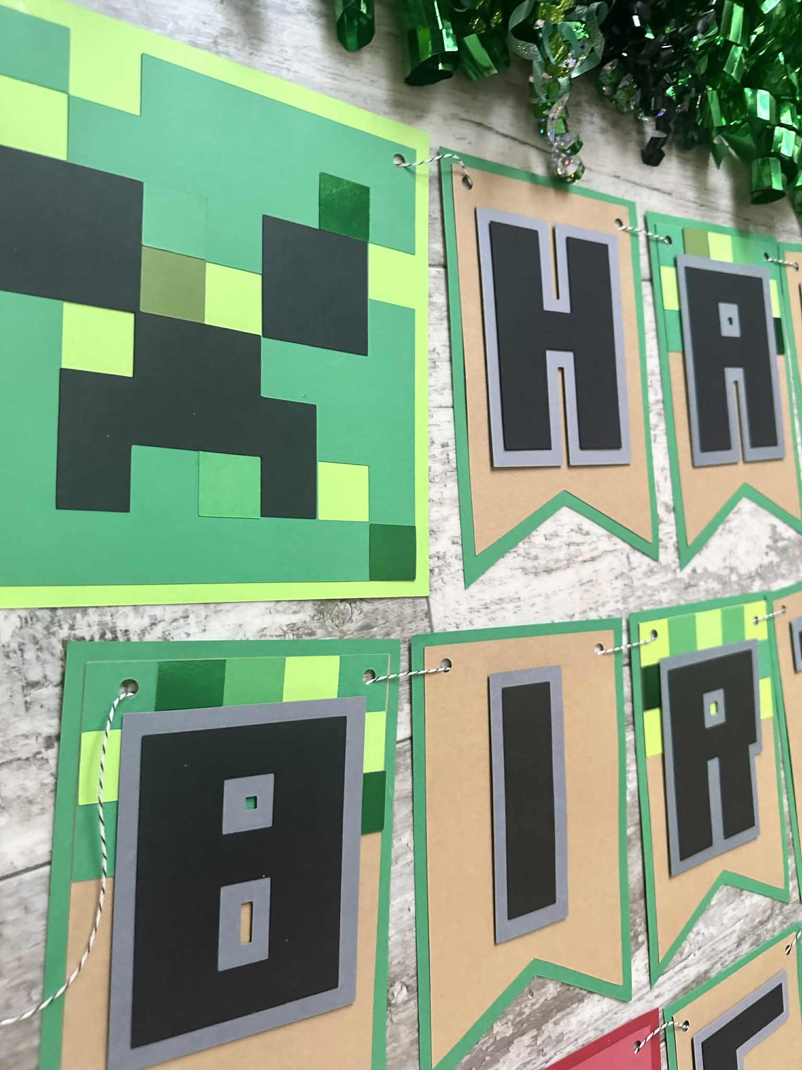 Pixel Party Mine Inspired Creep Craft TNT Birthday Banner - Etsy