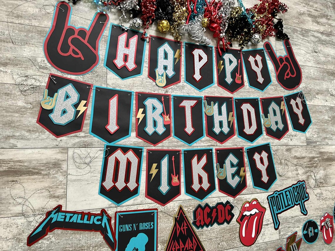 Let's Rock Music Band Rock N Roll Teal Red Born to Rock Rockstar Theme ...