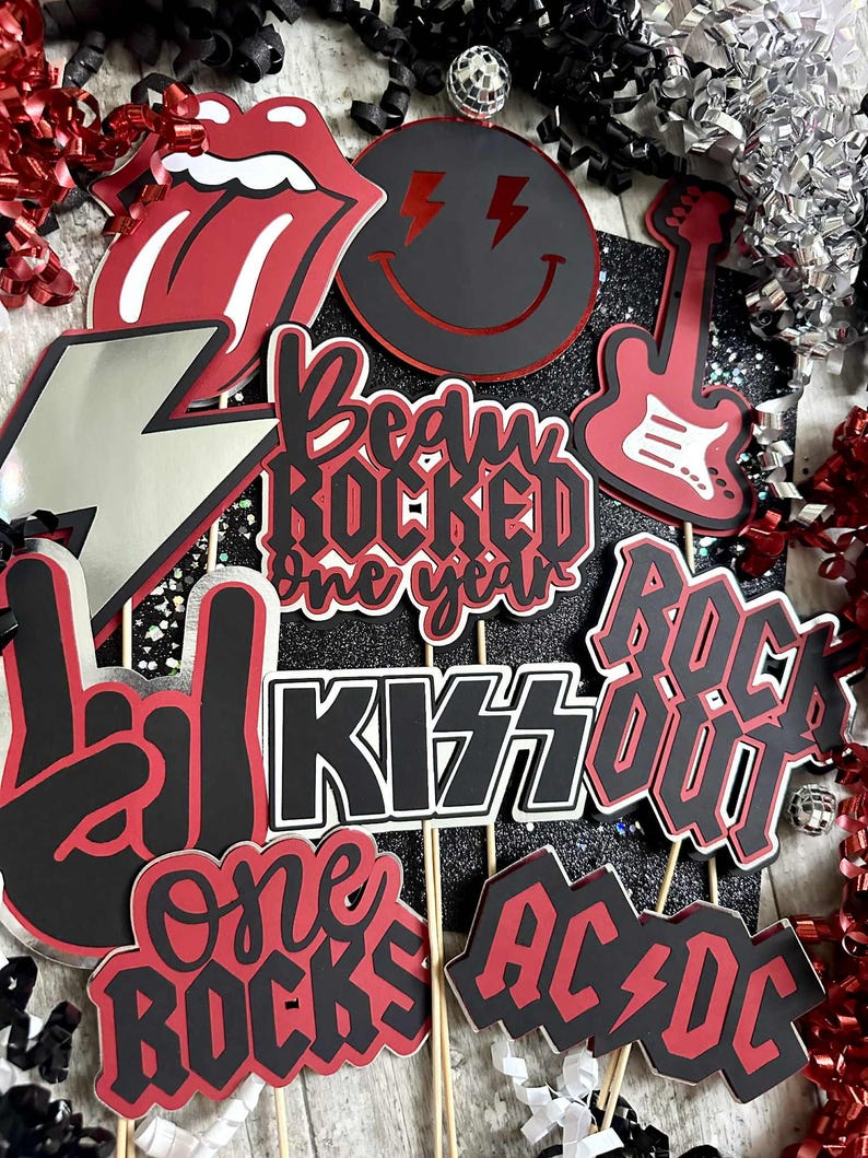 Rock N Roll Theme Centerpiece Picks Sticks - Etsy