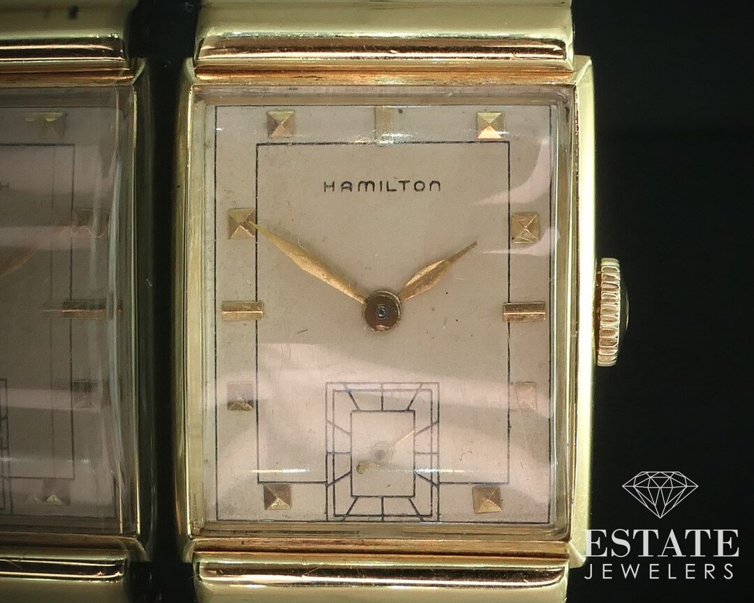Vintage 18k Yellow Gold Hamilton Cal. 982 Stair Step Case Mens Watch ...