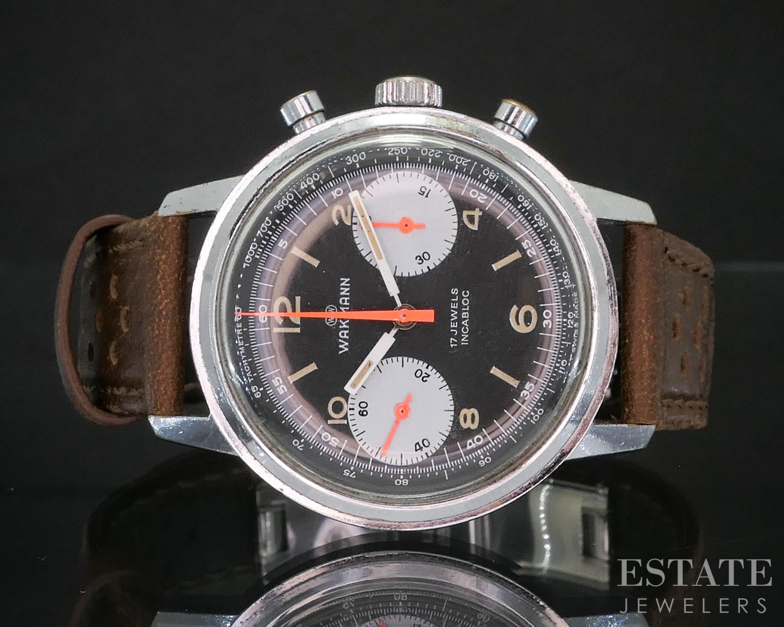 Vintage Wakmann Chronograph Panda Dial 1376.00 Valjoux 7733 Mens Watch ...