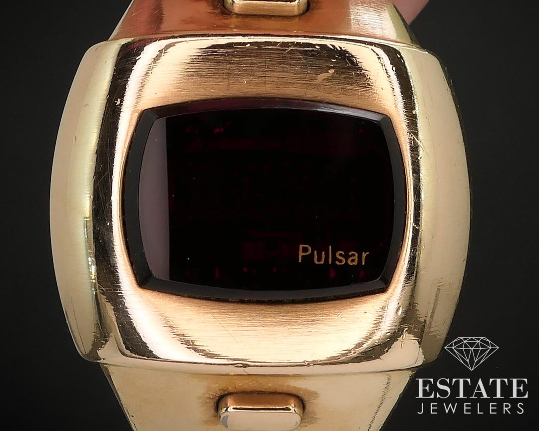 Vintage Gold Filled Pulsar Time Computer LED Bracelet Ladies Watch ...
