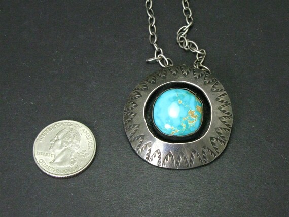 Vintage Sterling Signed PD Turquoise Navajo Shadowbox… - Gem