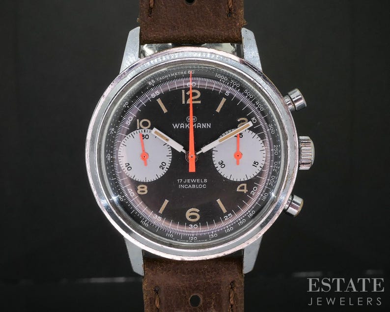 Vintage Wakmann Chronograph Panda Dial 1376.00 Valjoux 7733 Mens Watch ...