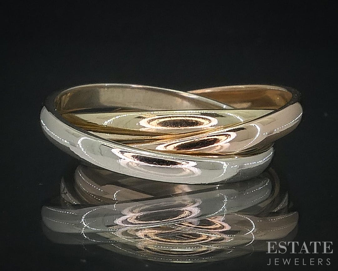 14k Tri Colored Gold 2.4mm Stacked Band Rolling Ring 5.9g I18087b - Etsy