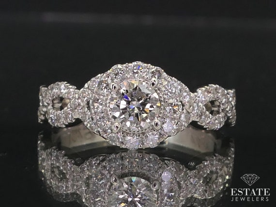 14K White Gold Neil Lane Natural .66ctw Diamond Halo Engagement Ring 3.7g I15181 Etsy