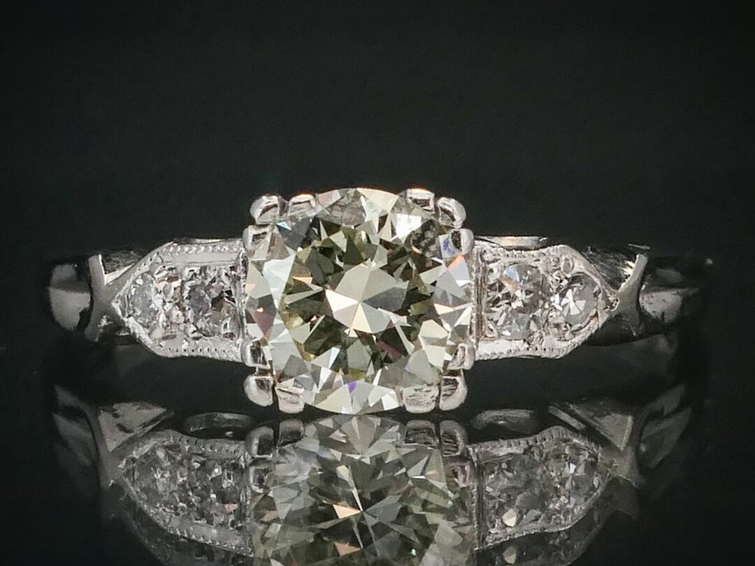 Antique Platinum Round Cut Natural .73tw Diamond Engagement Ring 2.6g I11076 - Etsy