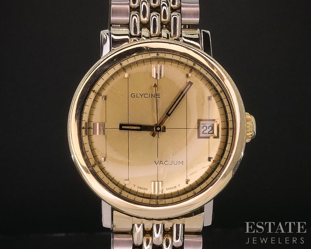 Vintage Gold Capped Glycine Vacuum Date Automatic Mens Watch I17915 - Etsy
