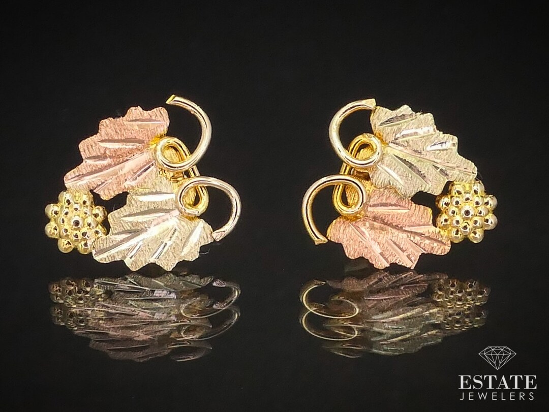 Vintage 10k Black Hills Gold Leafy Stud Ladies Earrings 1.2g - Etsy