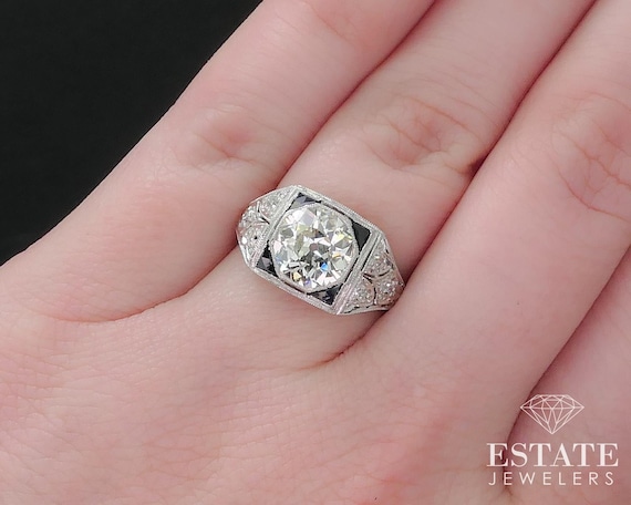 Antique Deco Platinum European 1.68ct Diamond Sapphir… - Gem