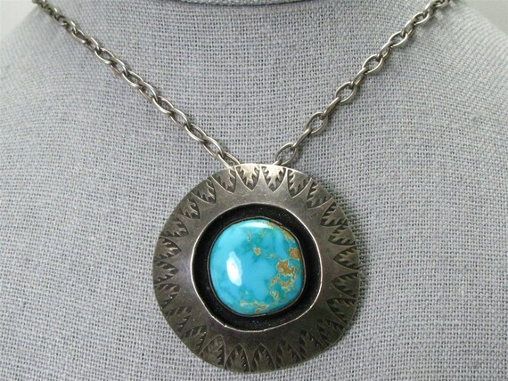 Vintage Sterling Signed PD Turquoise Navajo Shadowbox… - Gem