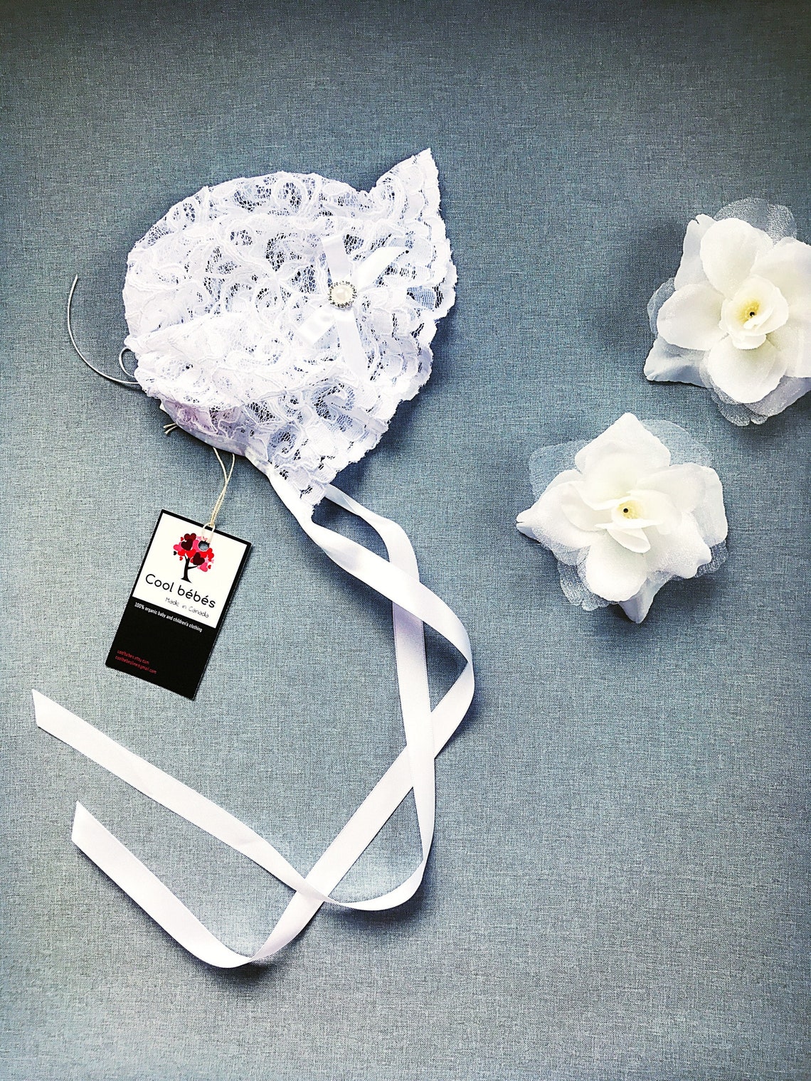 Venus White Lace Christening Bonnet White Lacy Bonnet | Etsy