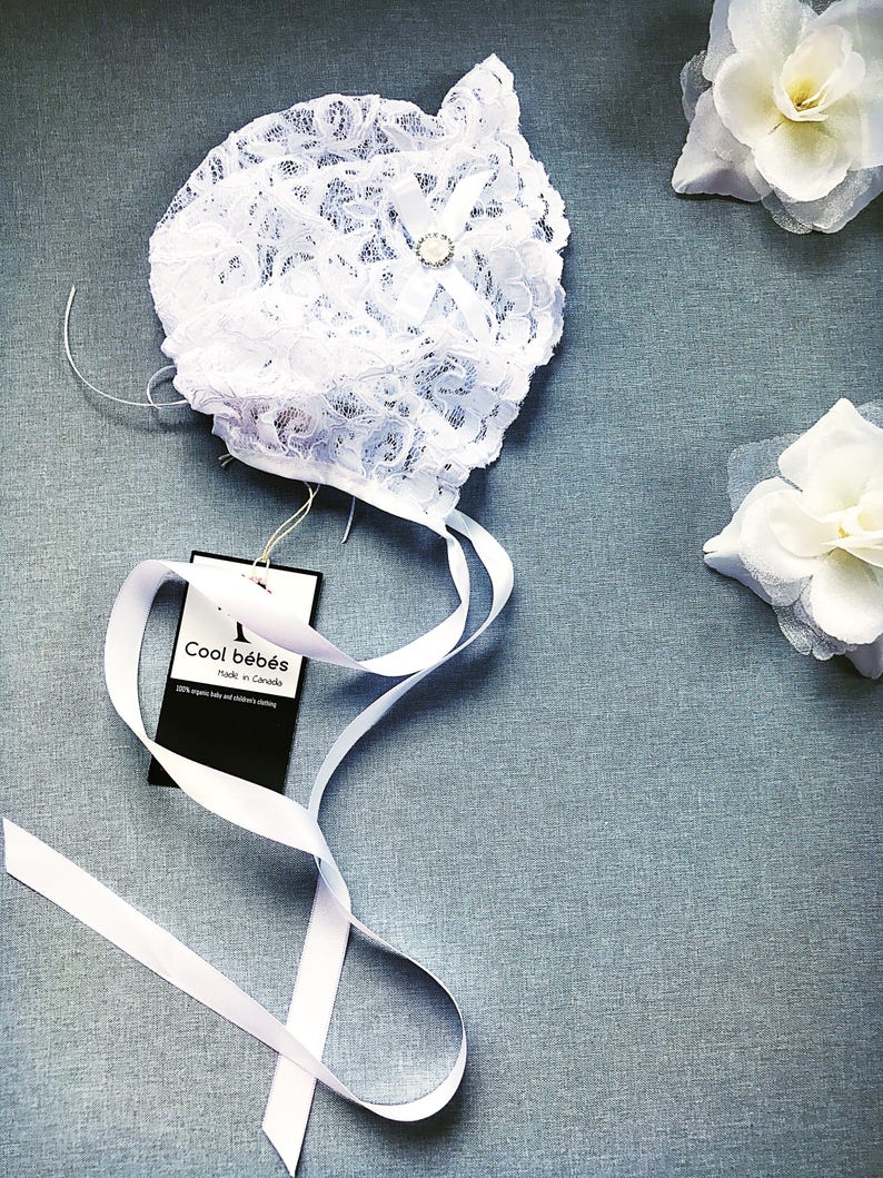 Venus white lace christening bonnet white lacy bonnet | Etsy