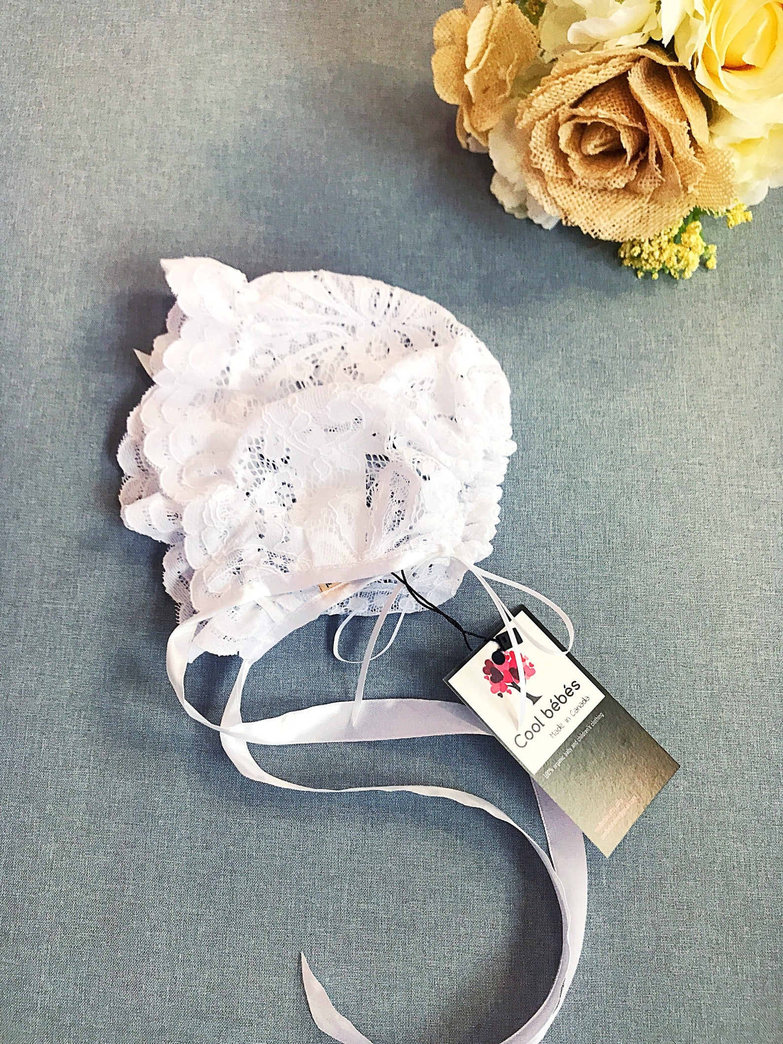 Harmonia White Lace Christening Bonnet White Lacy Bonnet | Etsy