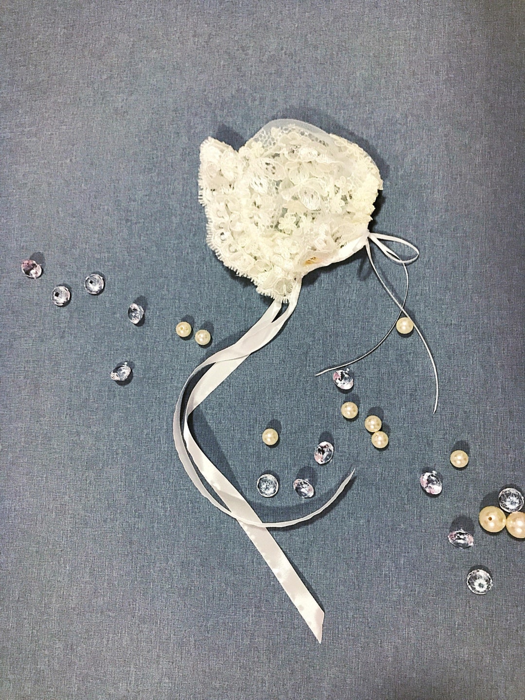 Ivory Christening Bonnet, Ivory Lacy Bonnet, Baptismal Bonnet, Special ...