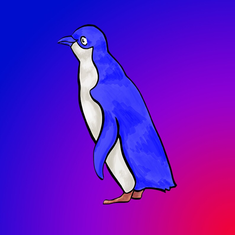 Cute Blue Penguin Vinyl Sticker Cute Animal Stickers | Etsy