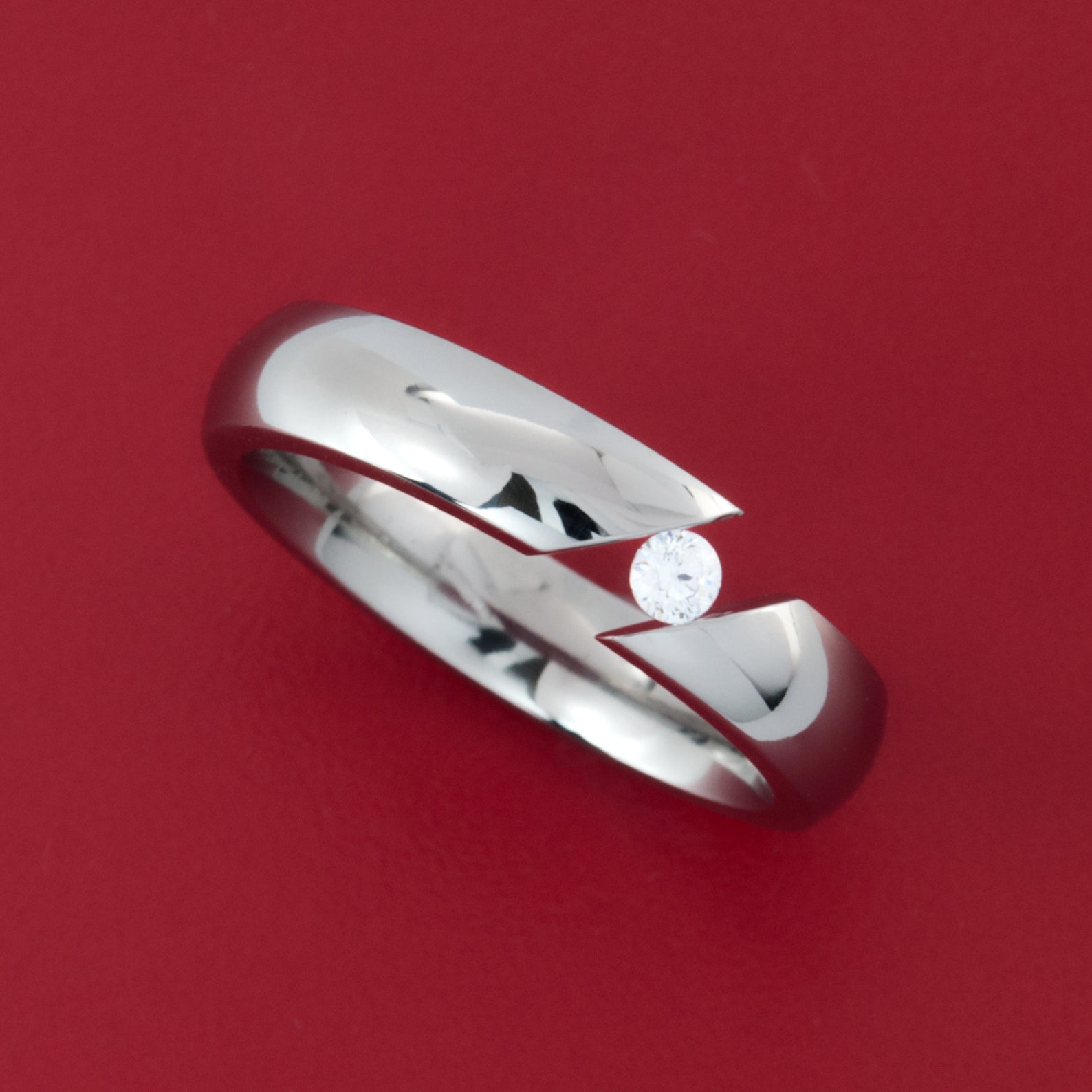 Titanium Bypass Tension Set Engagement or Wedding Ring 5MM | Etsy