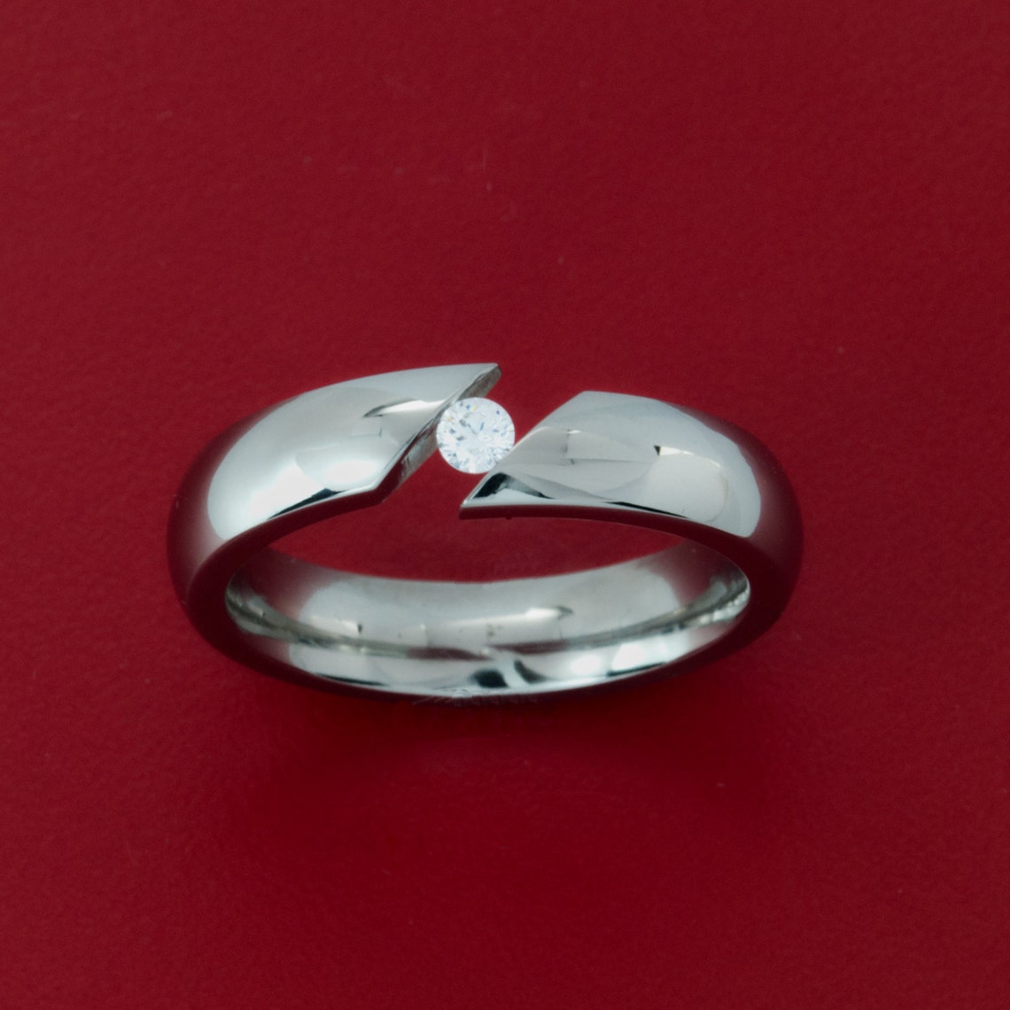 Titanium Bypass Tension Set Engagement or Wedding Ring 5MM | Etsy