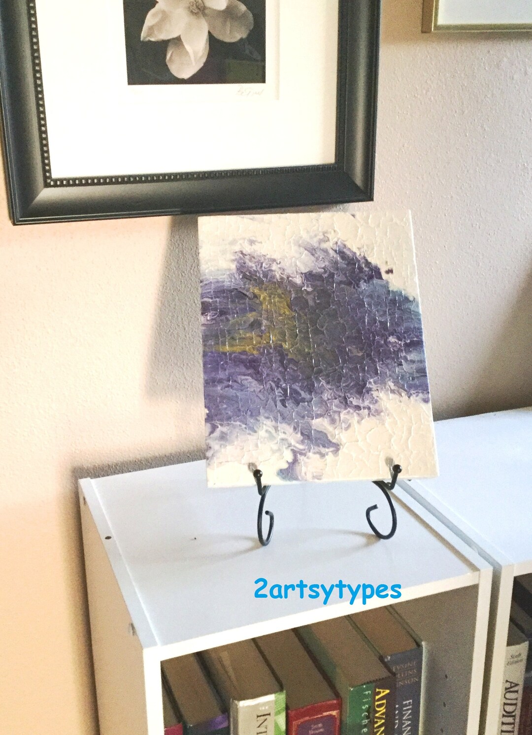 Purple Abstract Nail Polish Art: Original Canvas Painting With Easel - Etsy