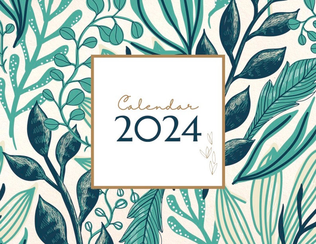 2024 Green & Gold Foliage Wall Calendar - Etsy