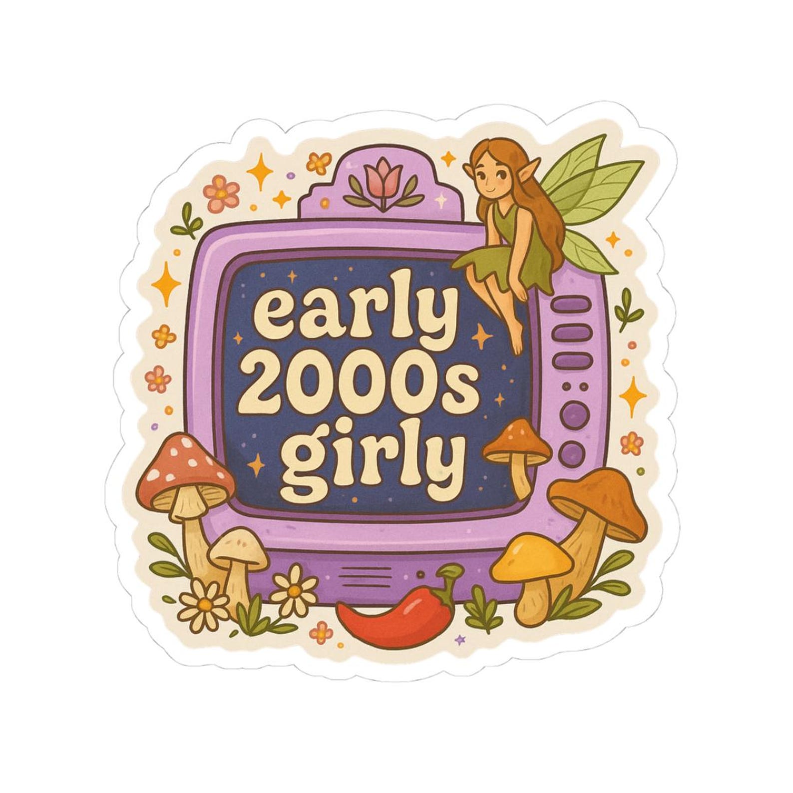 Early 2000s Girly Kiss-cut Stickers, Cute Retro Decor, Laptop Decals ...