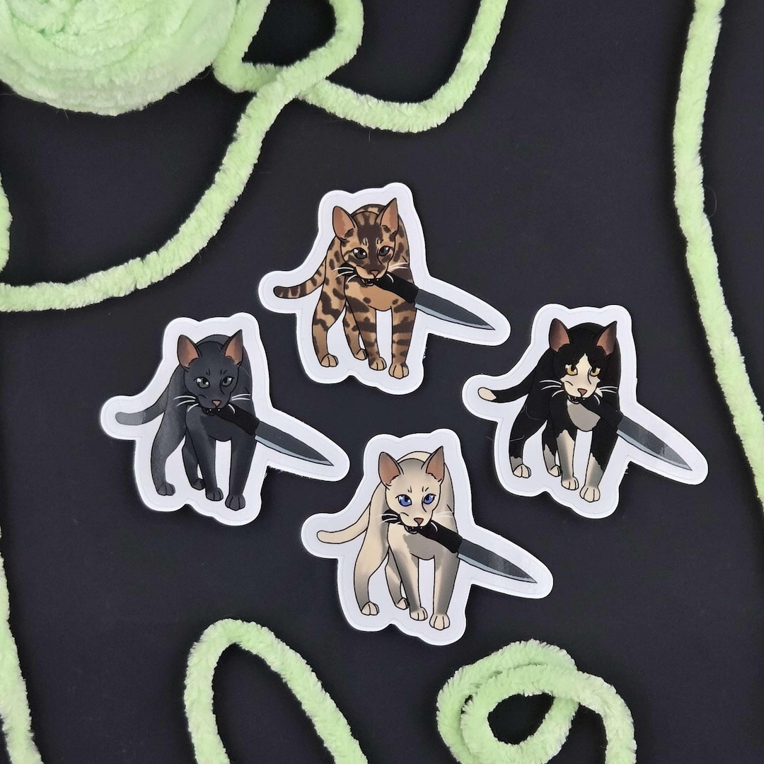 Knife Cat Vinyl Sticker - Etsy