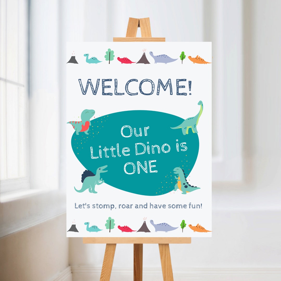 Dino First Birthday Welcome Sign Digital Download - Etsy