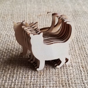 10 Pcs Wooden Cats, Cat Shapes, Wood Cats, Cats for Crafts, Kitten for ...