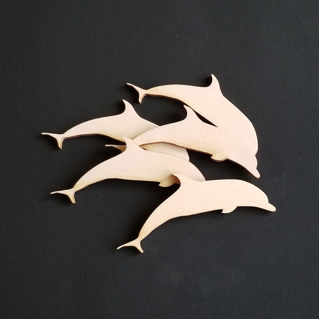 50 Pcs Wooden Dolphin, Dolphin Design, Dolphin Cutout, Dolphin for ...