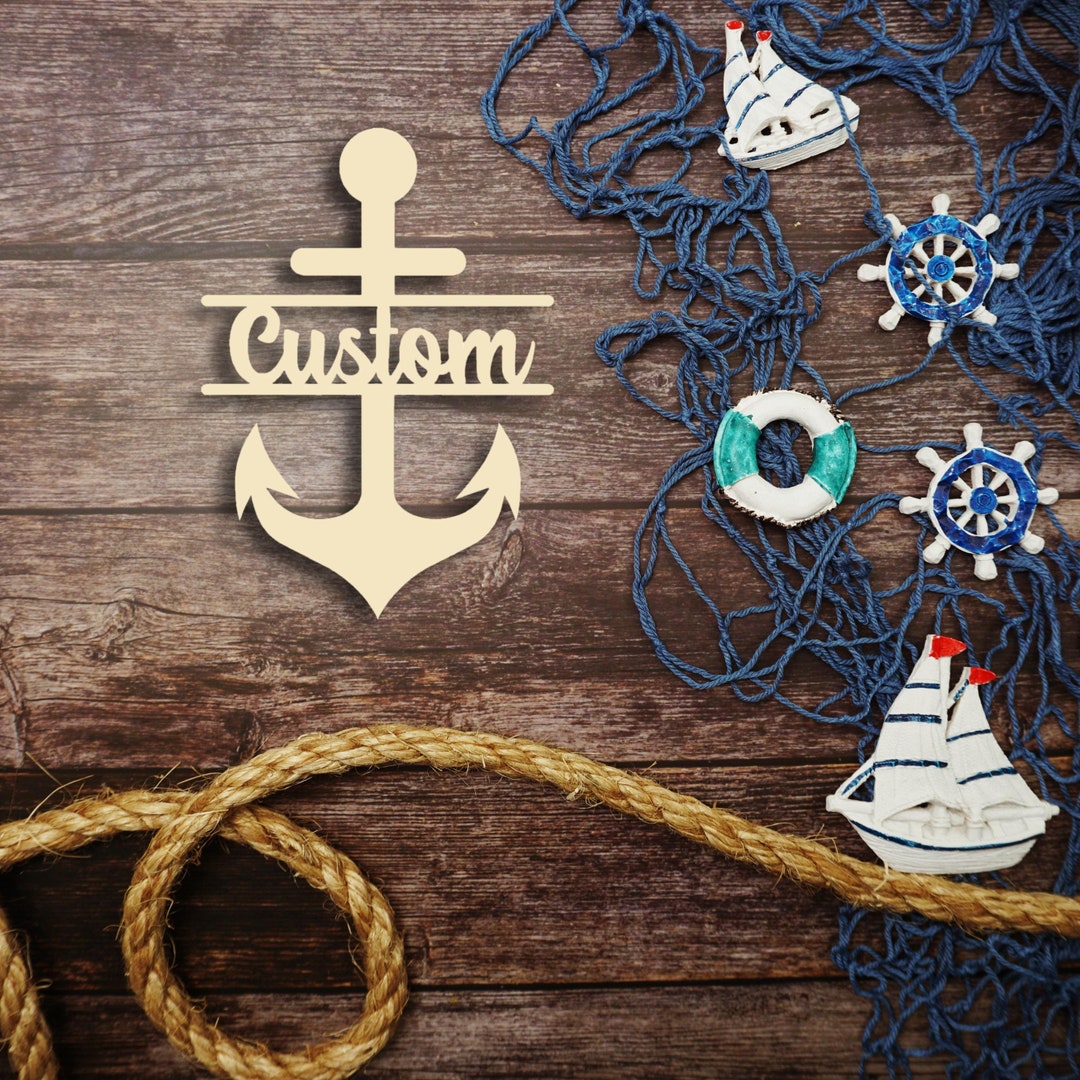 Wood Anchor Monogram, Personalized Monogram, Monogram Sign Anchor ...