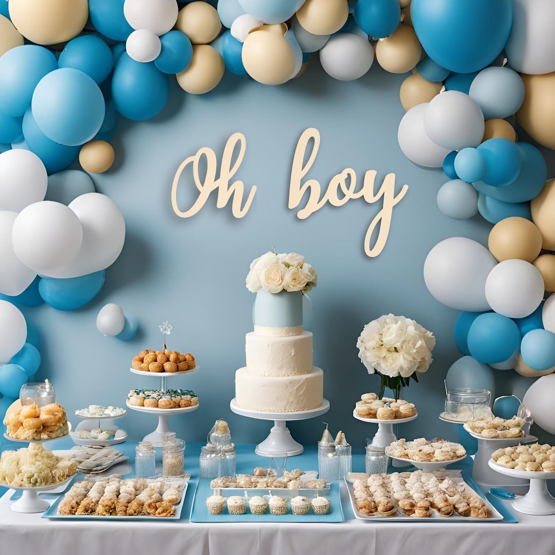 Oh Boy Sign, Baby Shower Decor, Baby Shower Backdrop, Baby Shower Sign ...