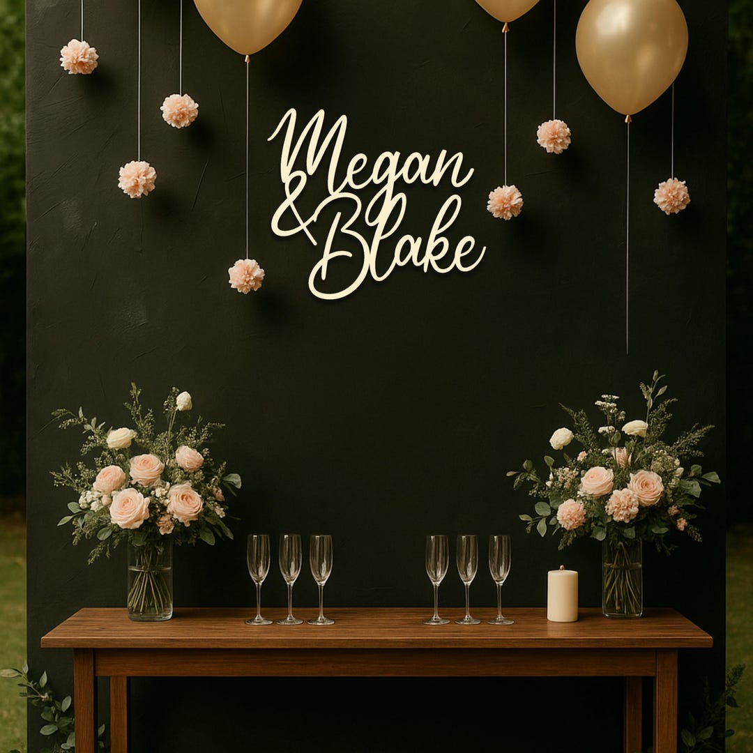 Engagement Names Sign, Backdrop Name Sign, Couples Name Sign, Two Names ...