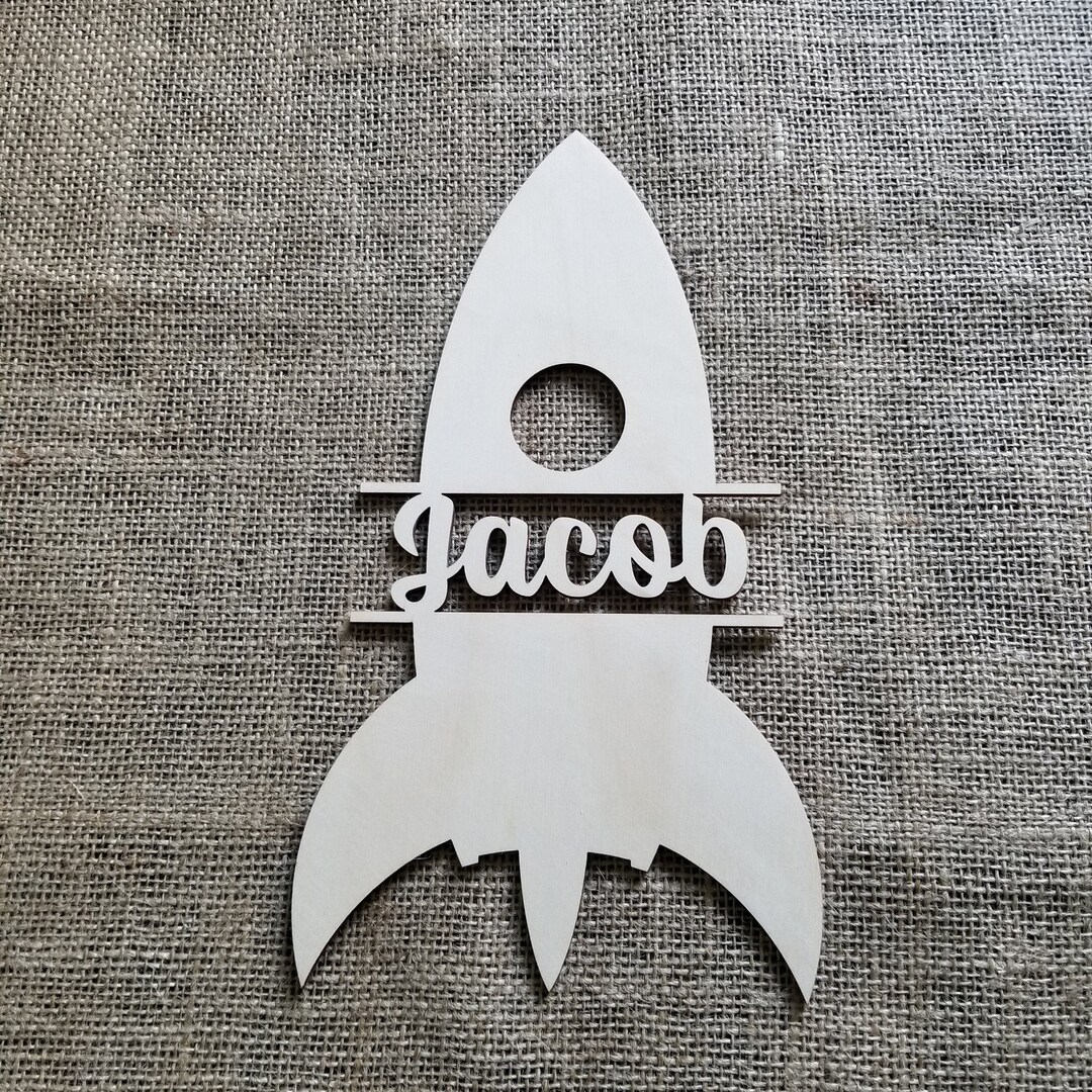 Rocket Ship Name Sign, Wood Name Cutout, Kids Name Sign, Baby Name Sign ...