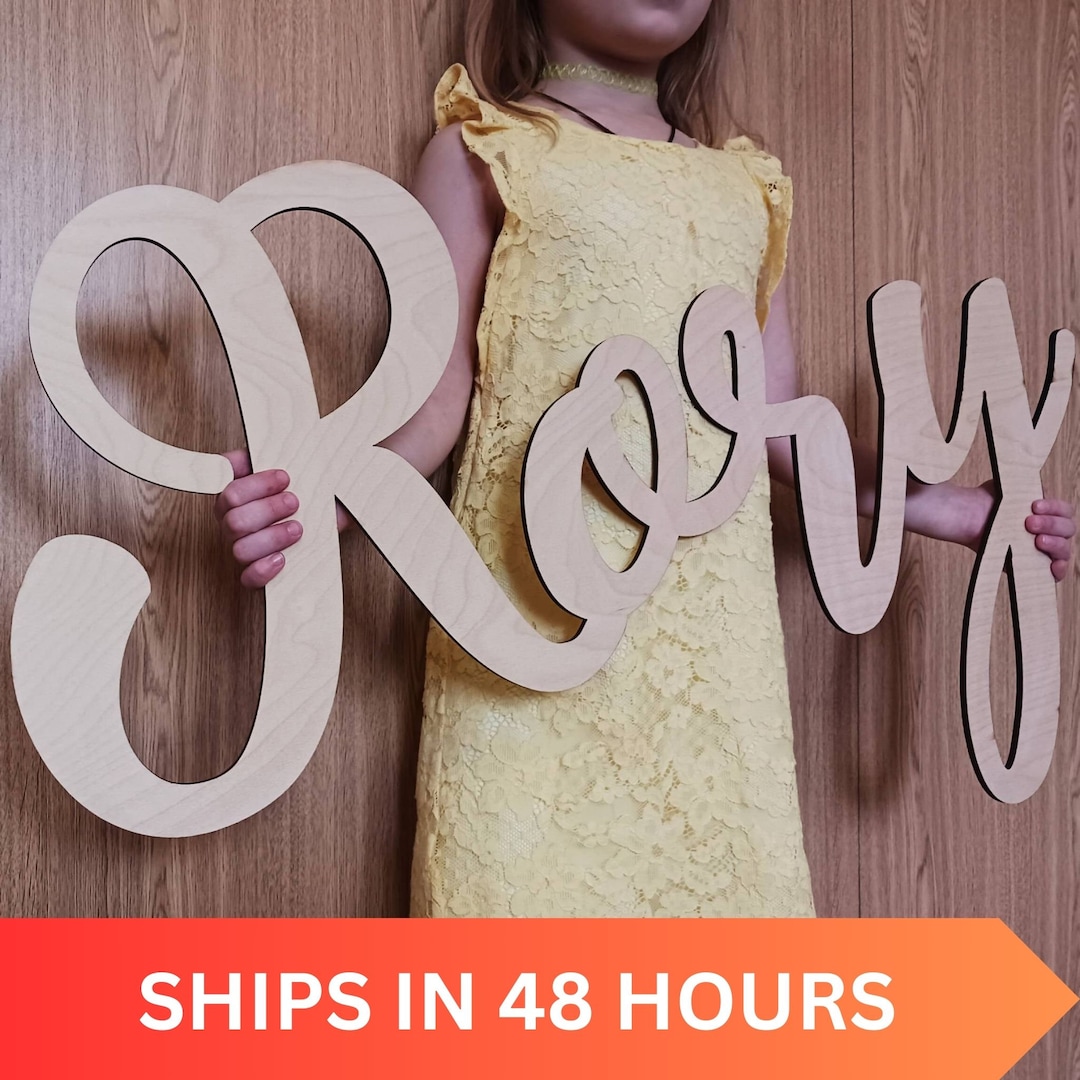 Nursery Name Sign, Wood Name Sign, Emma Sign, Baby Wall Name, Wooden ...