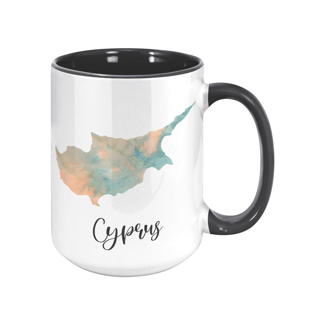 Cyprus Map 15oz Coffee Mug | Watercolor Map Accent Mug - Etsy