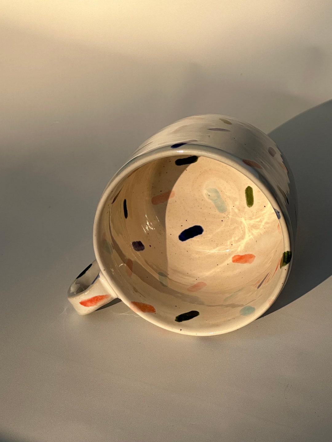 Sprinkle Mug Handmade Ceramic Mug, Wide Pottery Mugs, White Blue Pink ...