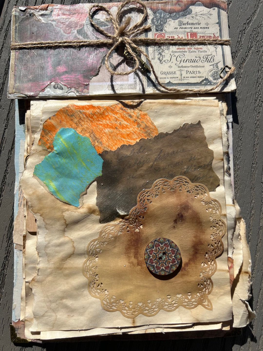 GORGEOUS Junk Journal Board- 6 Pages of Memorabilia on Stained Paper - Etsy