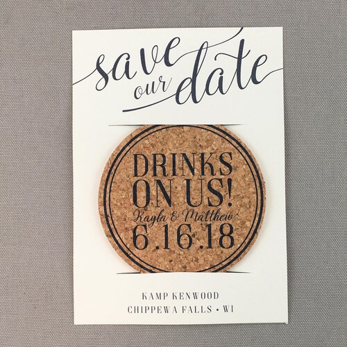 Save the Date Coasters Free Drinks Save the Date Unique Save - Etsy
