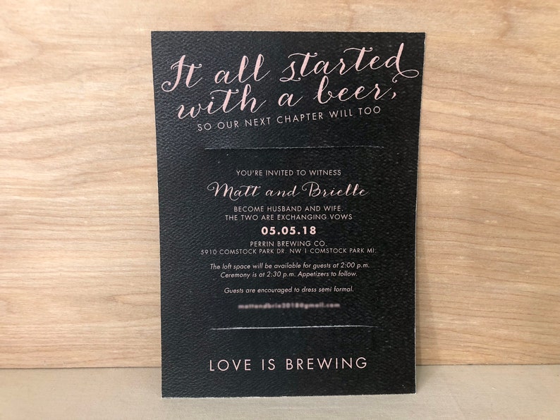 Beer Wedding Invitations Coaster Wedding Invite Brewery - Etsy