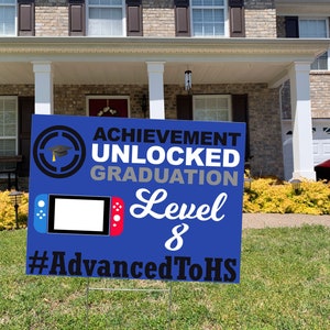 8th Grade Sign Achievement Unlocked Graduation Yard Sign, Custom Garden ...