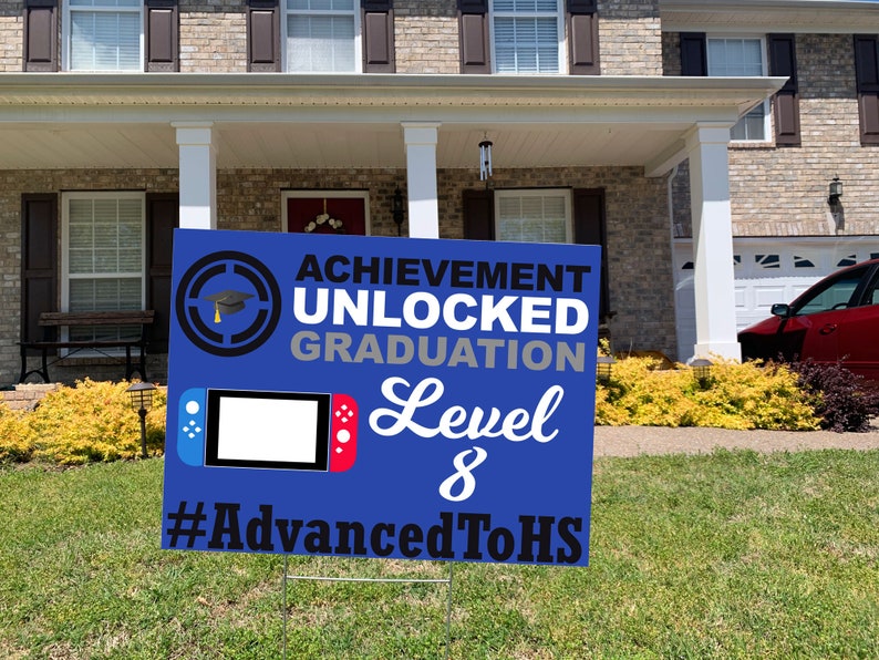 8th Grade Sign Achievement Unlocked Graduation Yard Sign - Etsy