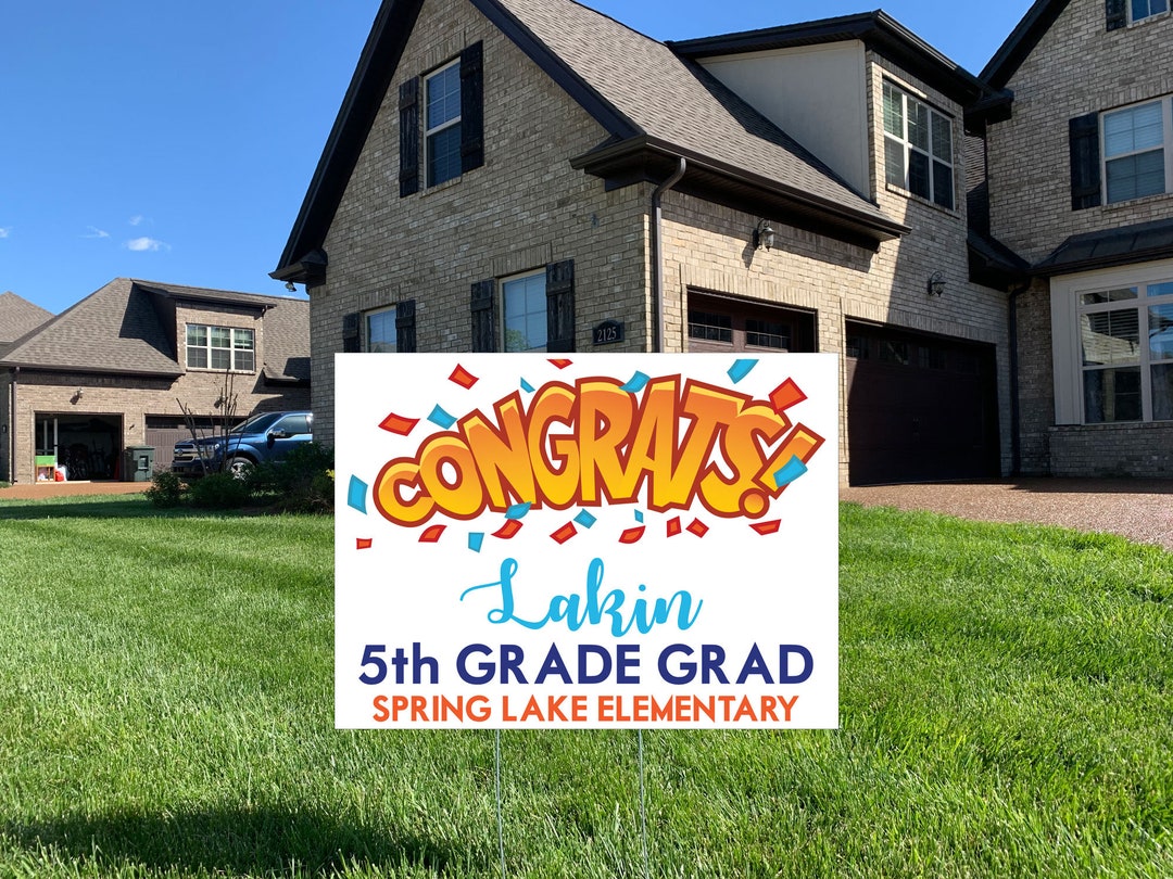 5th Grade Graduation Yard Sign, Customized Lawn Sign, DIY File Option ...