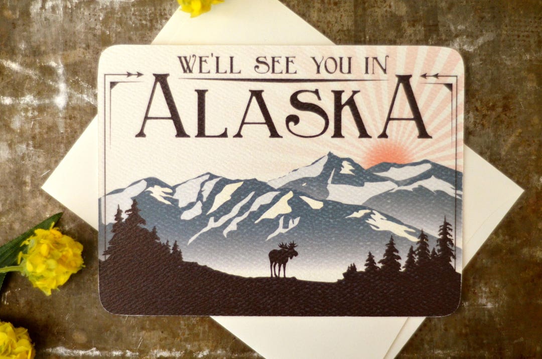 Handmade Alaskan Custom Postcard, Save the Date Notecard, Personalized ...