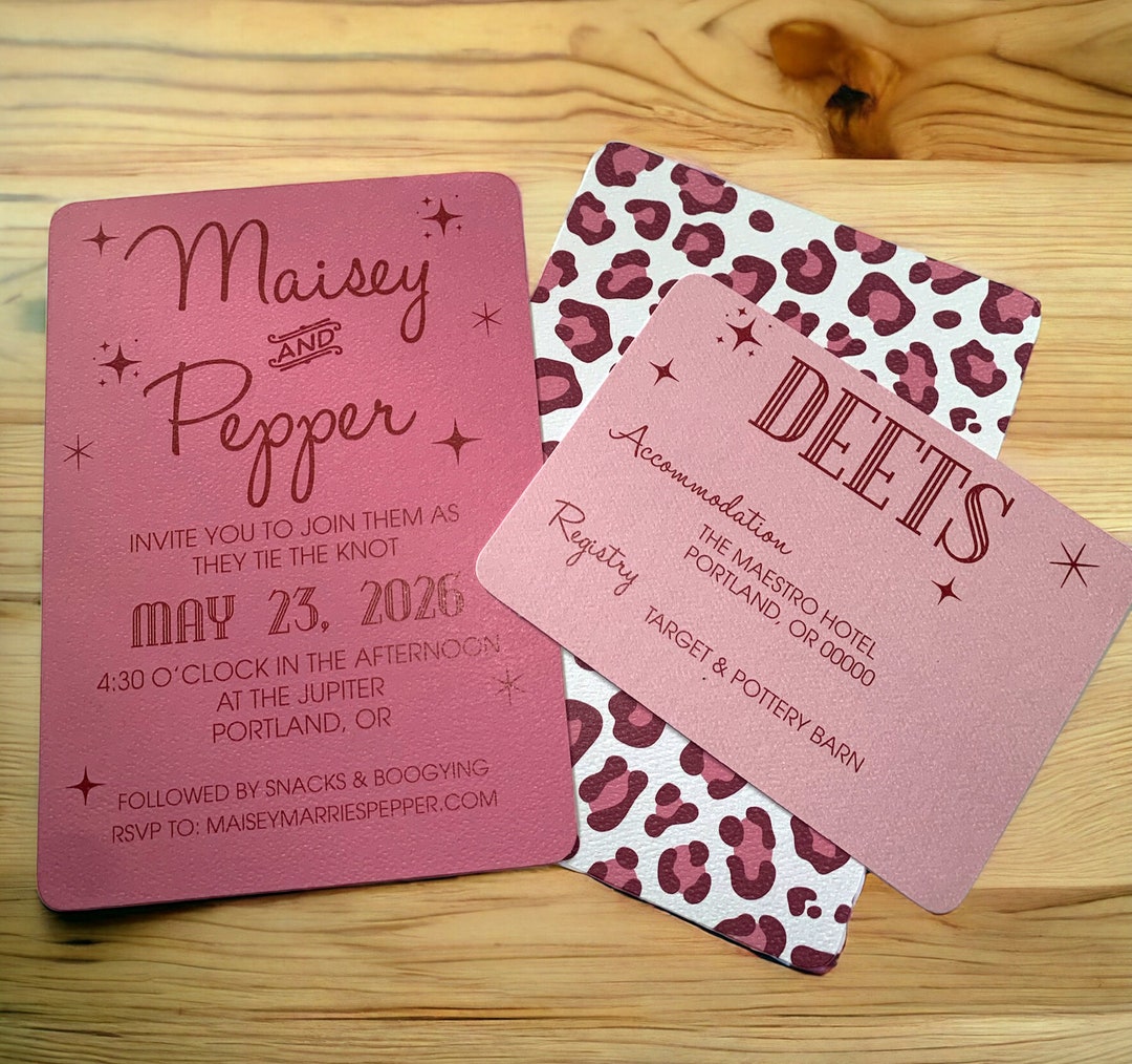 Colorful Leopard Print Wedding Cards Bundle Cute Pink Wedding Invite ...