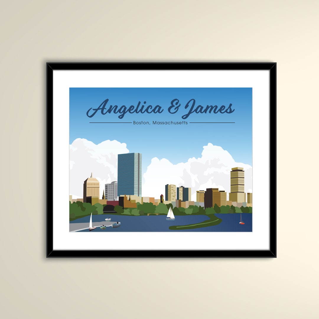 Boston Massachusetts Vintage 11x14 Paper Poster Wedding Poster ...