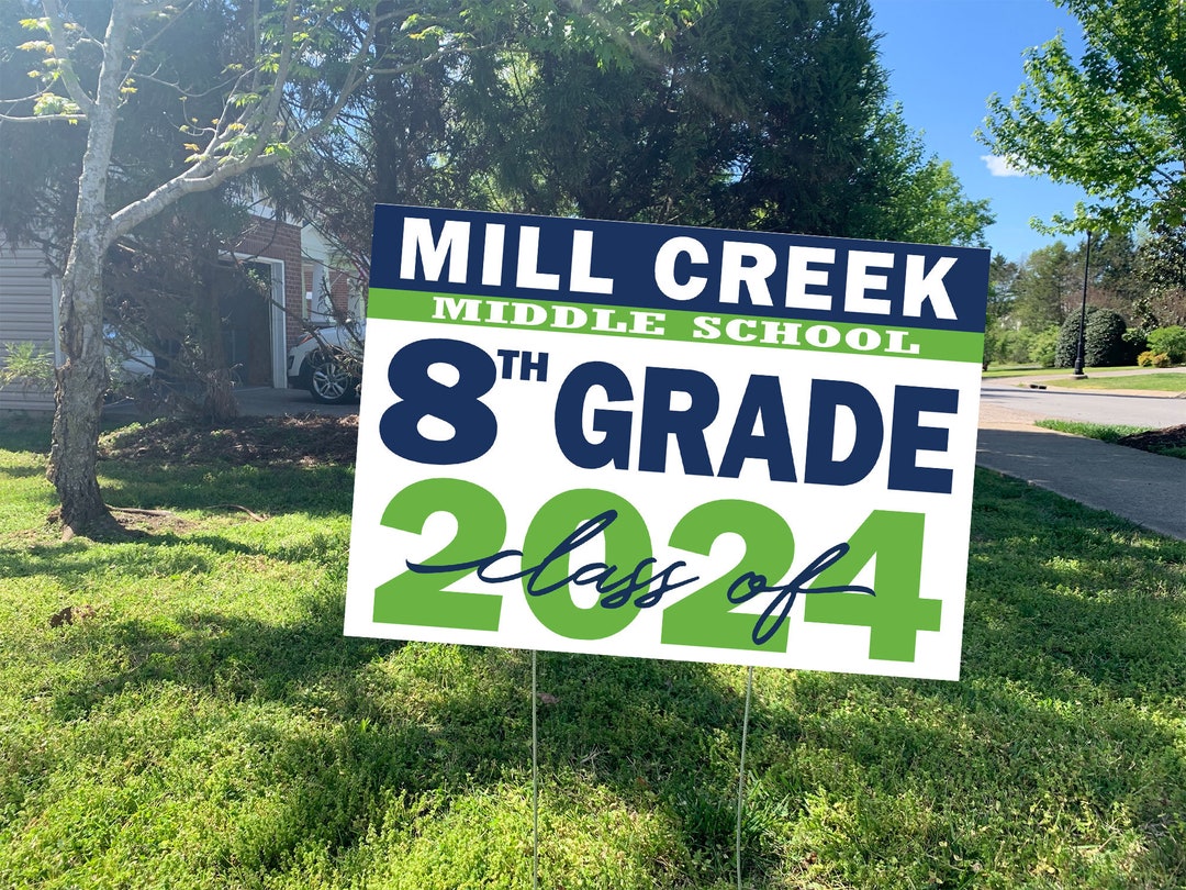 8th Grade Yard Sign, Middle School Lawn Sign - Wire Stake Included ...