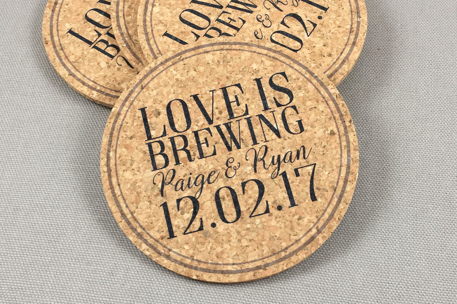 Love is Brewing Coasters, Wedding Favor for Guests, Personalized Cork ...